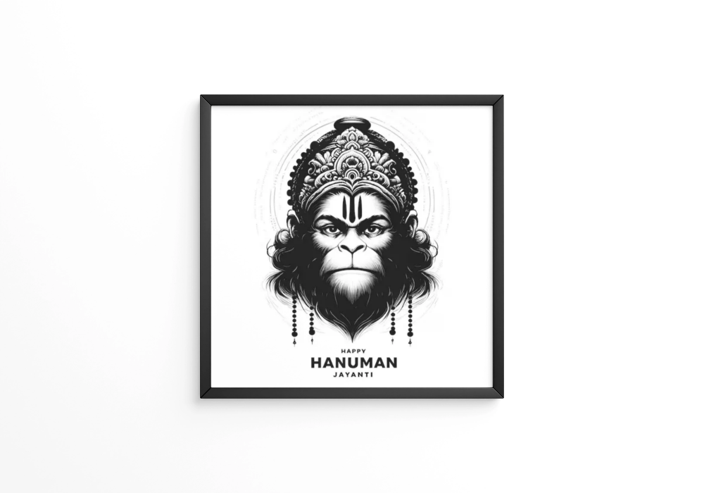 Stylized black and white sketchy of hanumans face for hanuman jayanti ...